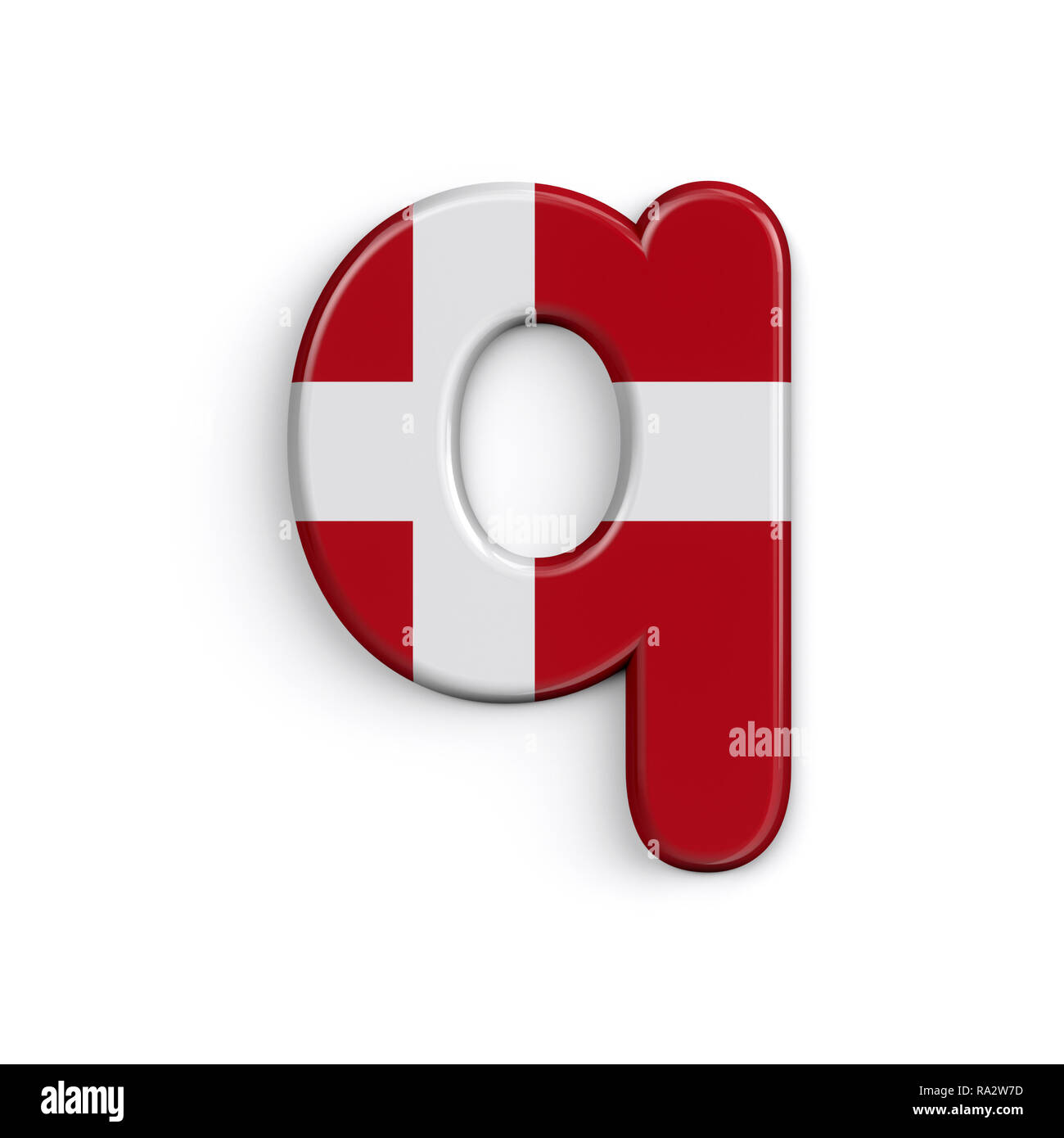 Denmark letter Q - Small 3d Danish flag font isolated on white ...