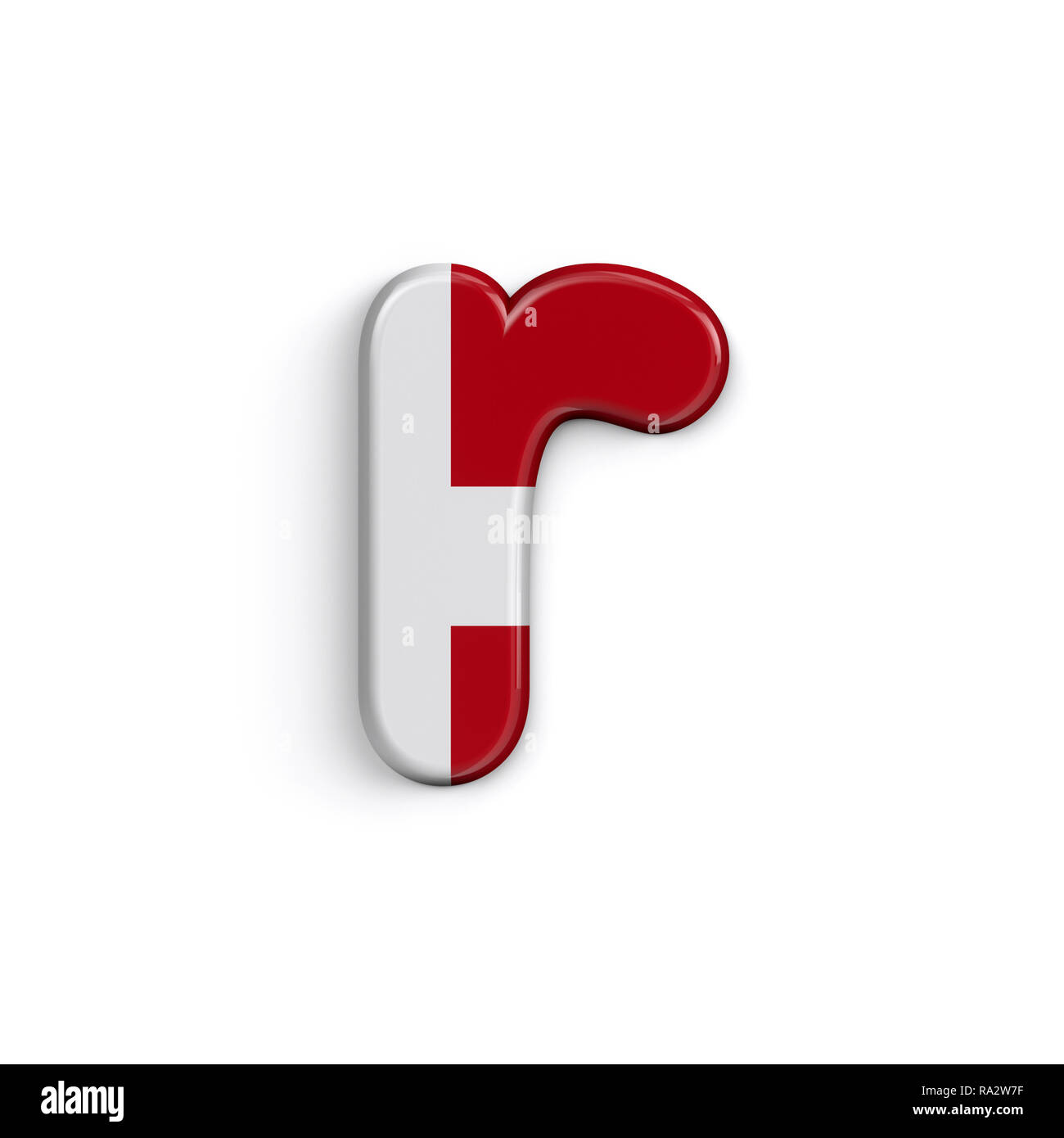 Denmark letter R - Small 3d Danish flag font isolated on white ...