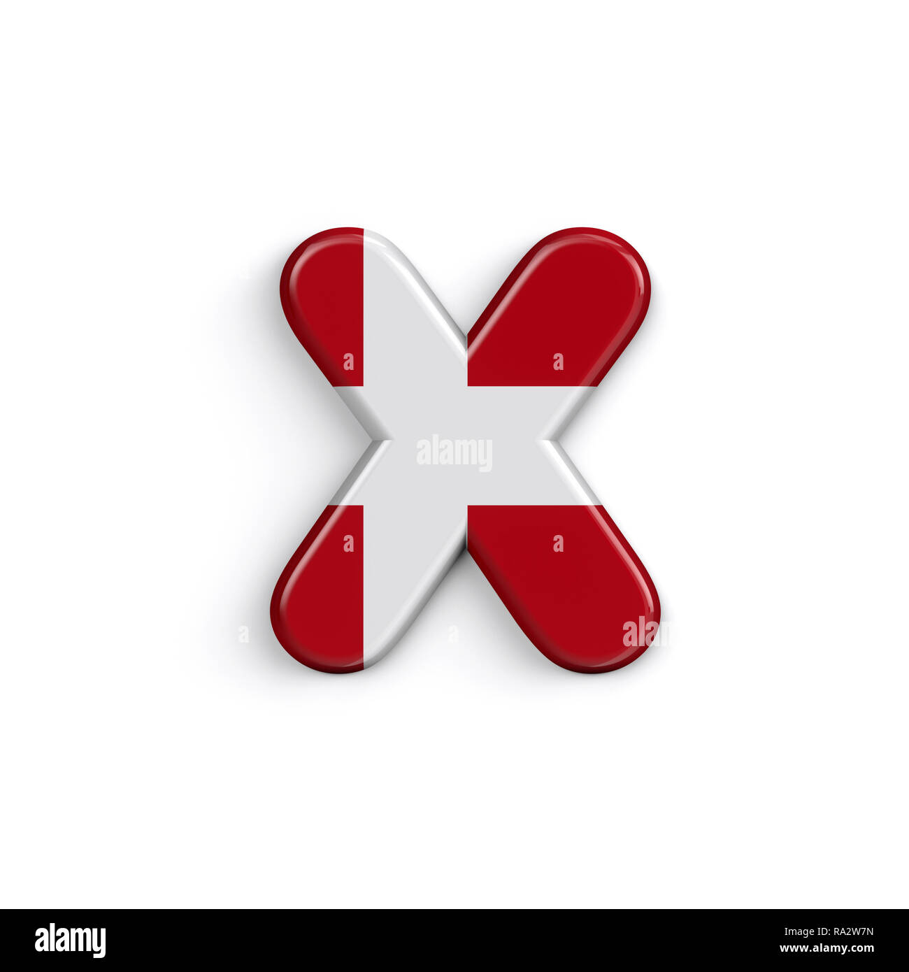 Denmark letter X - Small 3d Danish flag font isolated on white ...