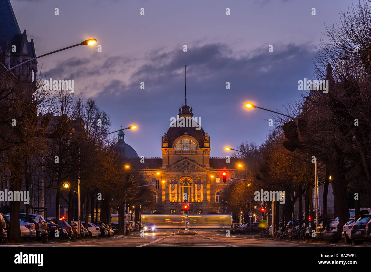 Palais du Rhin (Rhine Palace) by night in the Neustadt district of ...