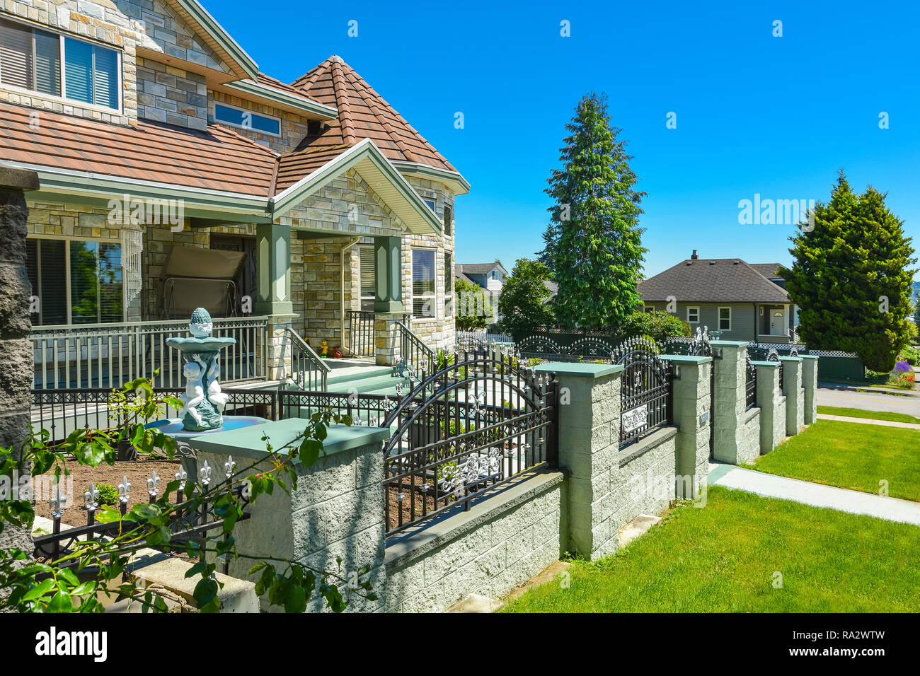 Fragment of high end custom built luxury house with rotunda in a ...