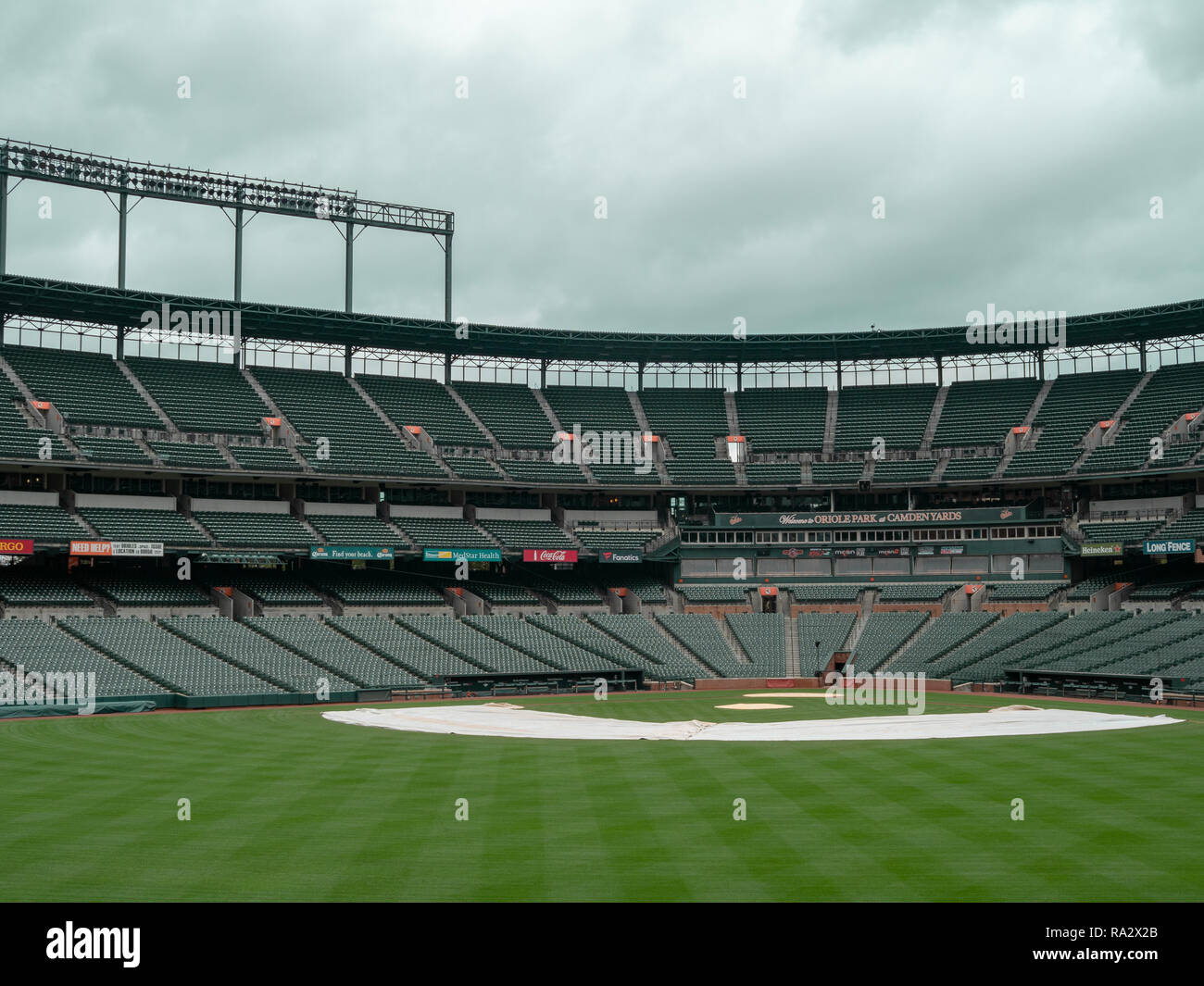 Infield view of Camden Yards, stadium of the Baltimore Orioles, empty ...