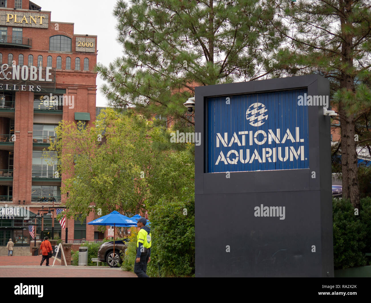 Entrance to the National Aquarium on the Baltimore Inner Harbor with ...