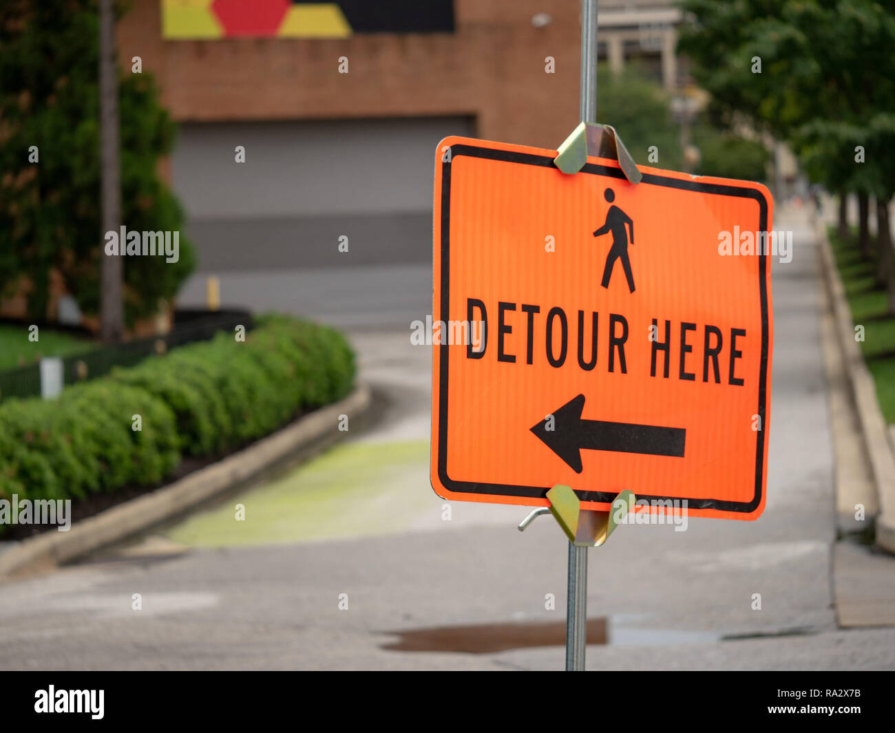 Orange sidewalk closed sign hi-res stock photography and images - Alamy