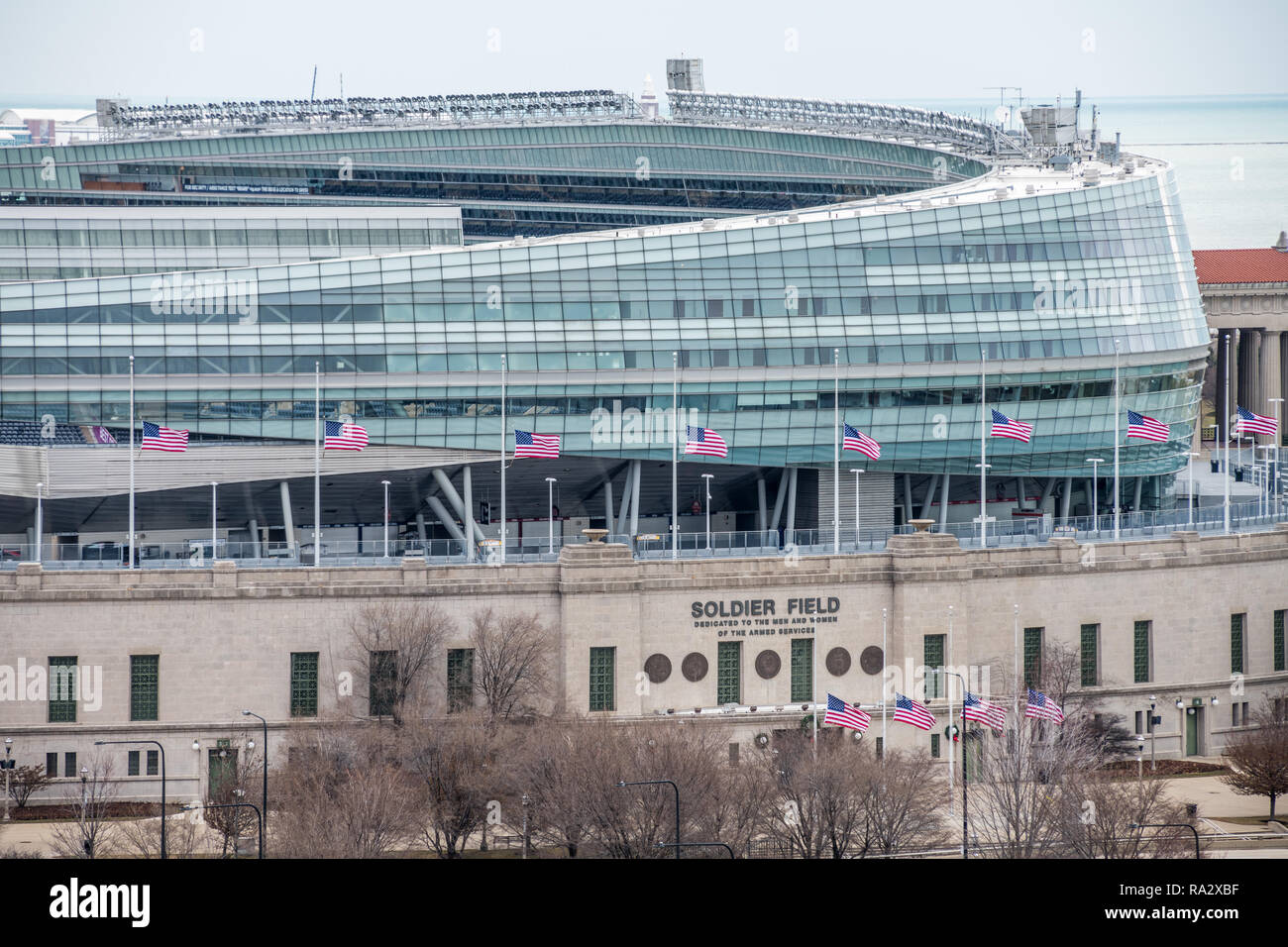 Chicago soldier field stadium aerial hi-res stock photography and ...