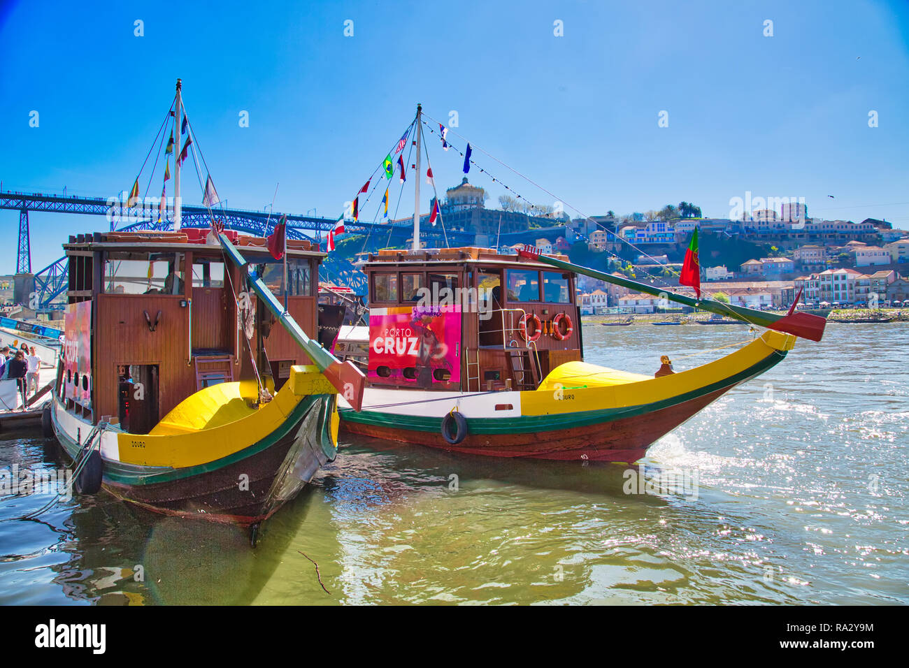 Porto, Portugal-14 October, 2018: Famous colorful boats providing tours ...