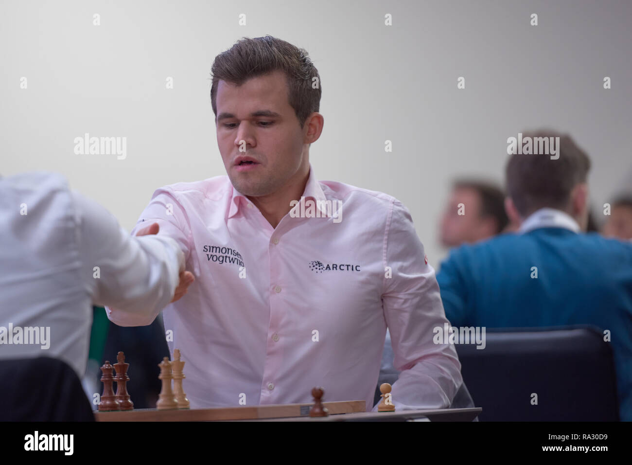 St. Petersburg, Russia, 30th December, 2018: World Chess Champion Magnus Carlsen, Norway ...