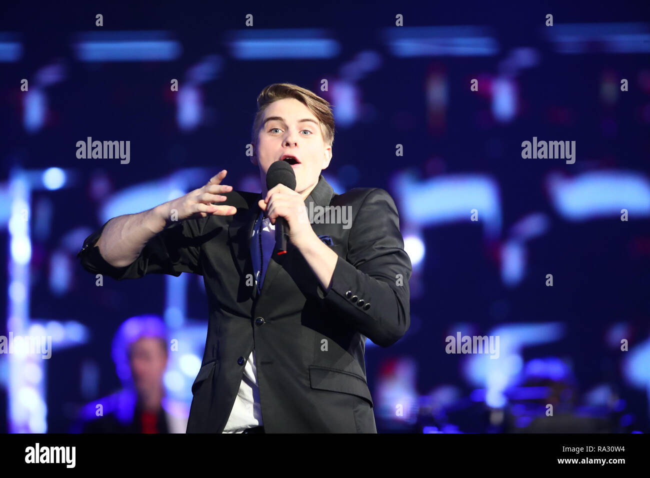 Linz, Austria. 30th Dec, 2018. Singer Vincent Gross performs during the ...