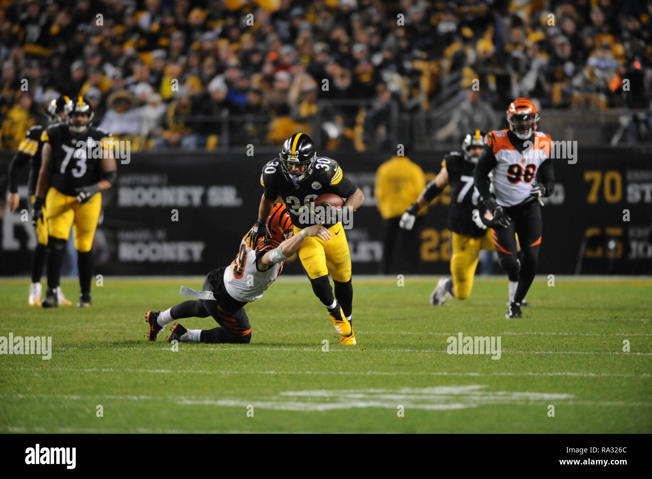Pittsburgh, PA, USA. 30th Dec, 2018. Steelers #30 James Conner during ...