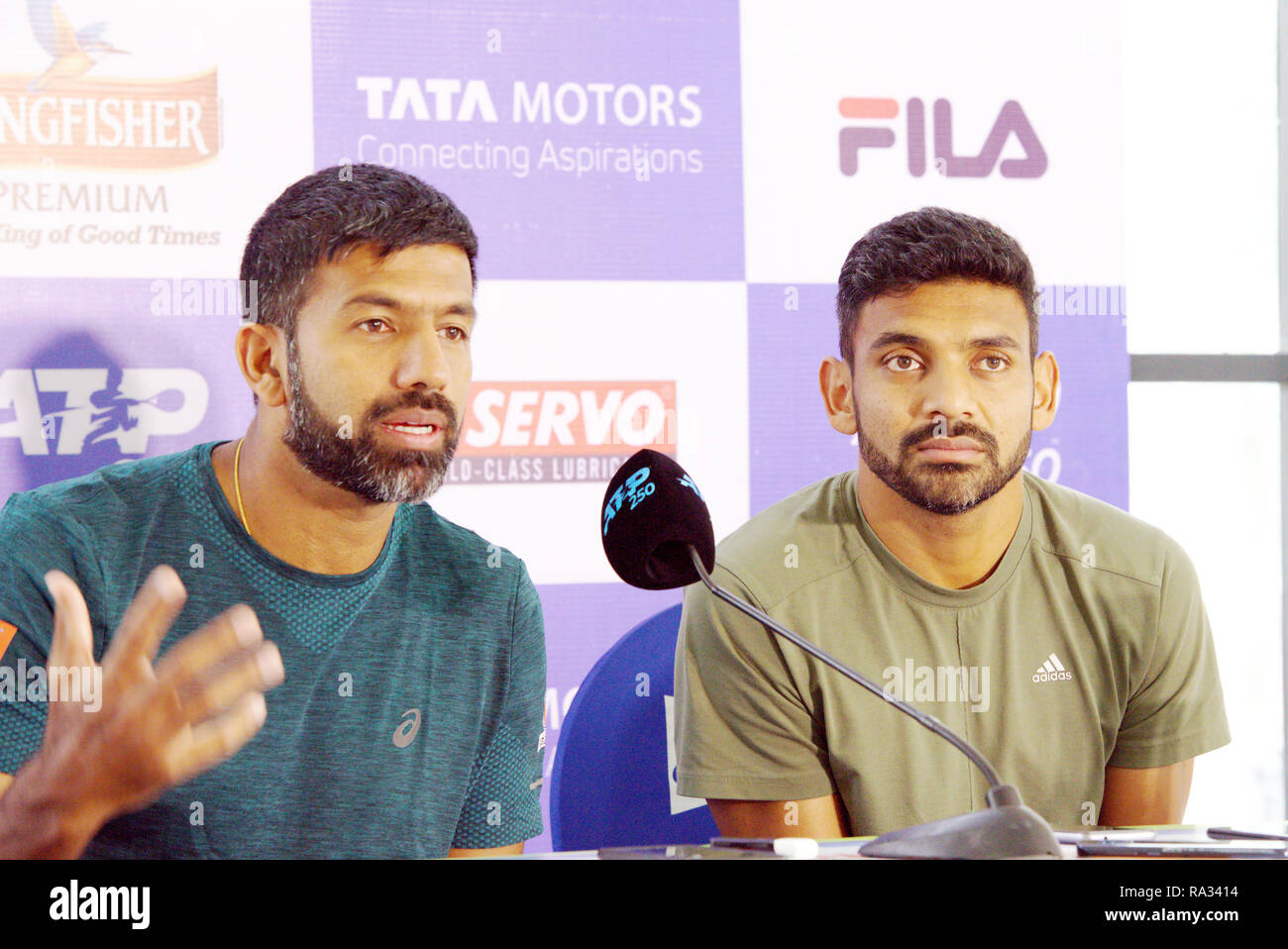 Pune, India. 31st December 2018. Rohan Bopanna and Divij Sharan, both ...