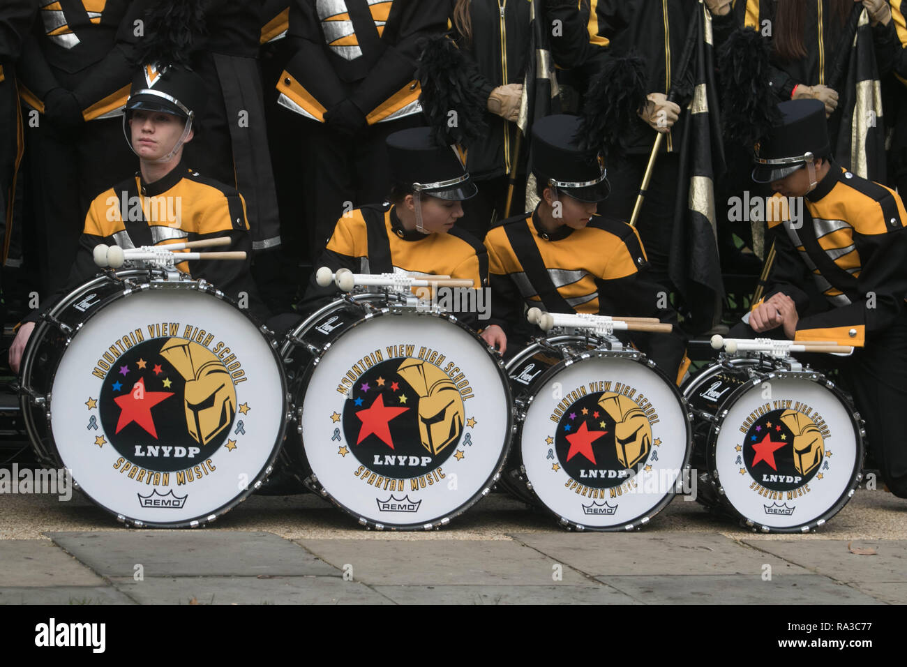 London, UK. 1st Jan, 2019. Mountain View High School Marching Band ...