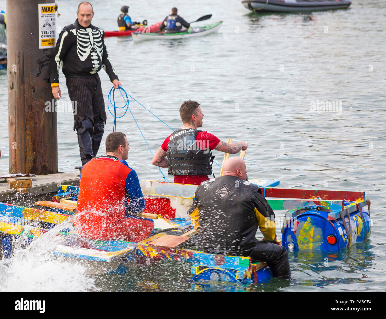 Poole, Dorset, UK. 1st Jan, 2019. The New Years Day Bath Tub Race takes ...