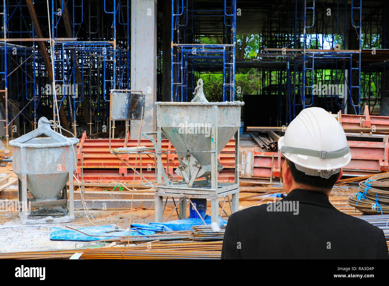 architect-engineer check work construction in a building site Stock ...