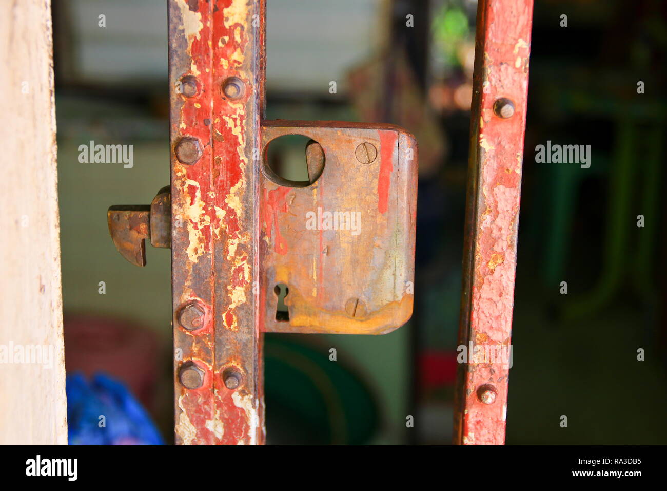 old steel door and at lock key Stock Photo - Alamy