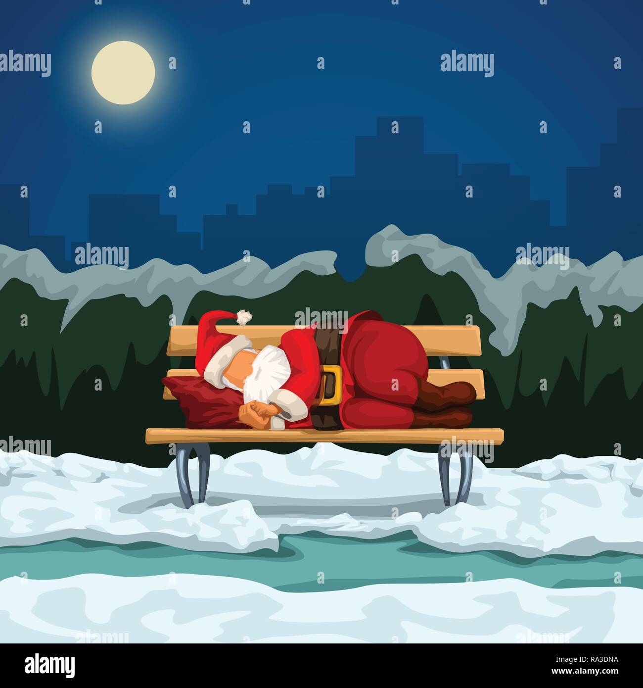 Old man sleeping on bench Stock Vector Images - Alamy
