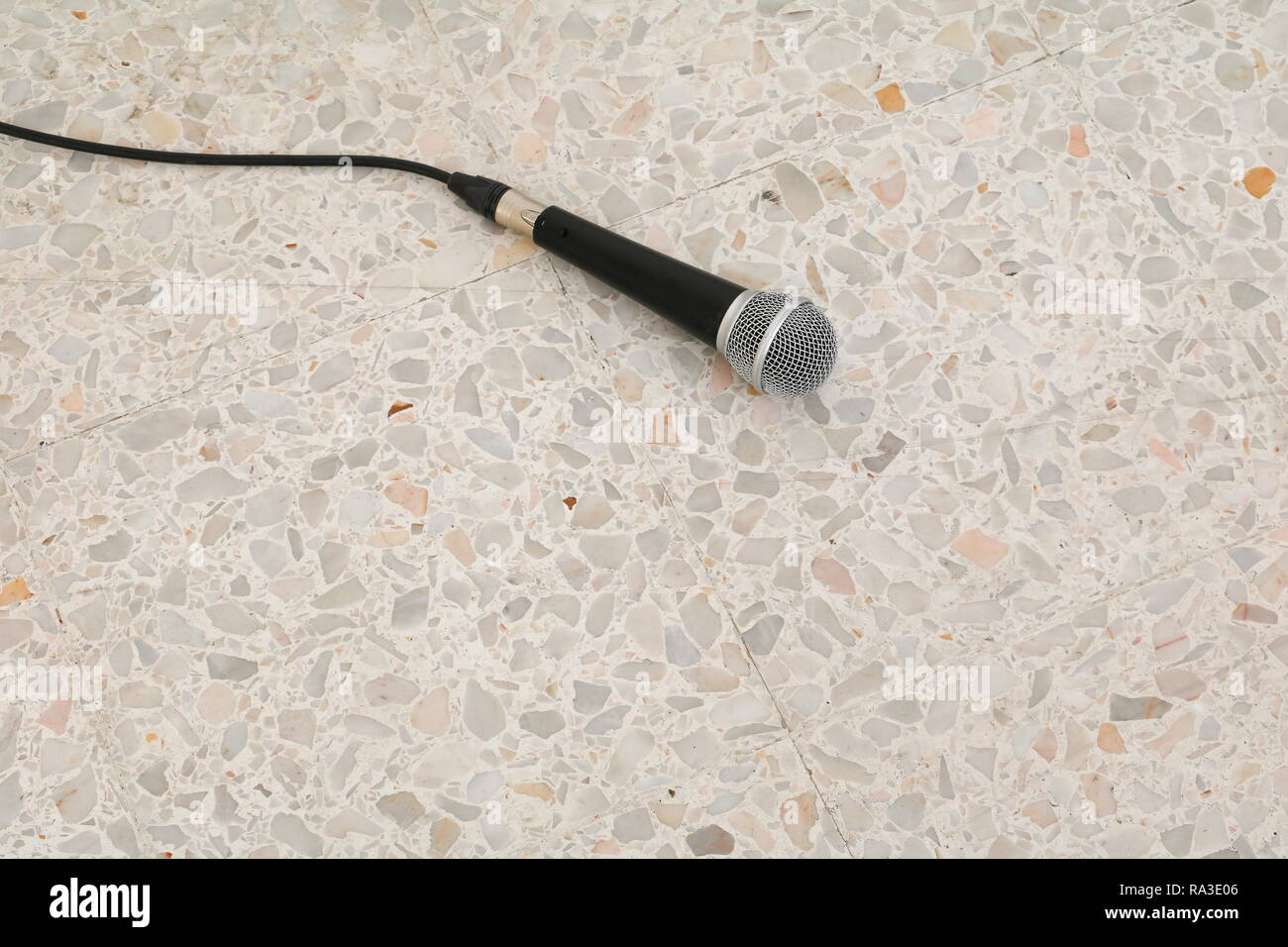 Microphone dynamic on floor marble polished stone background Stock ...