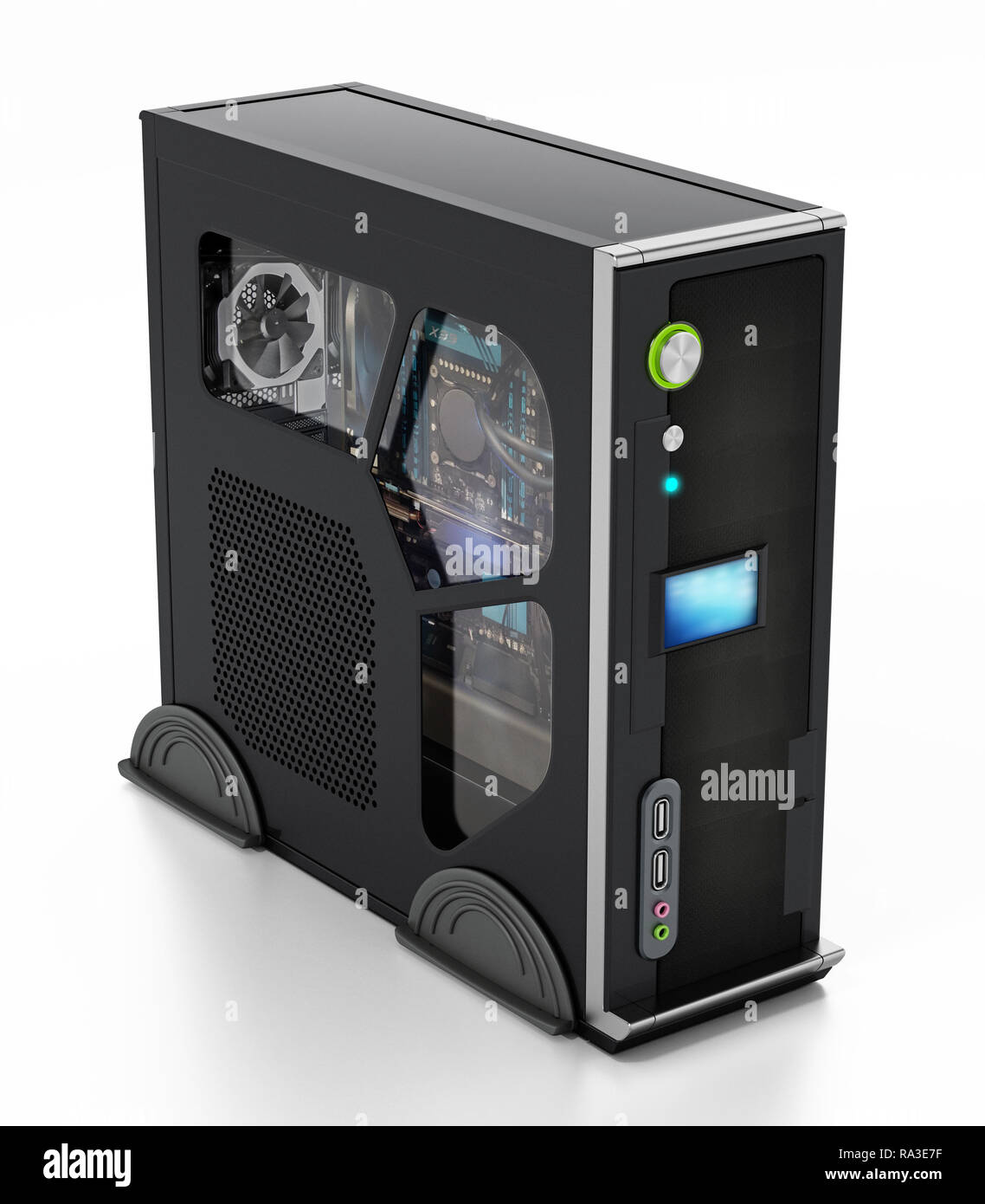 Modern PC case isolated on white background. 3D illustration Stock ...