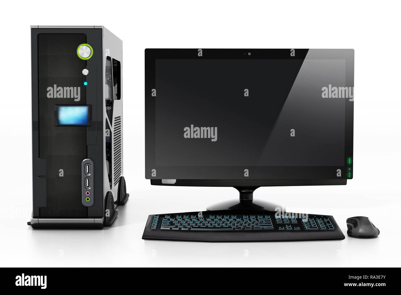 Modern PC case isolated on white background. 3D illustration Stock ...