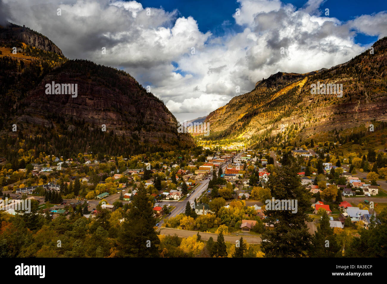 Looking out over the Colorado mountain town of Ouray Stock Photo - Alamy