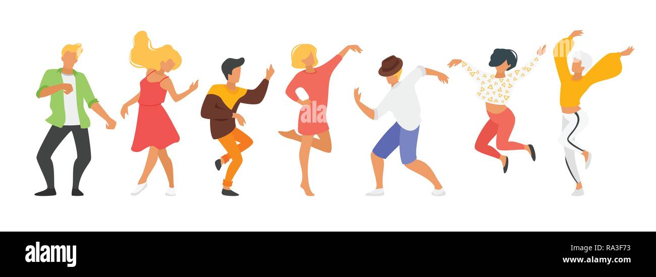 Dancing people - man and woman. Silhouette characters in dance pose ...