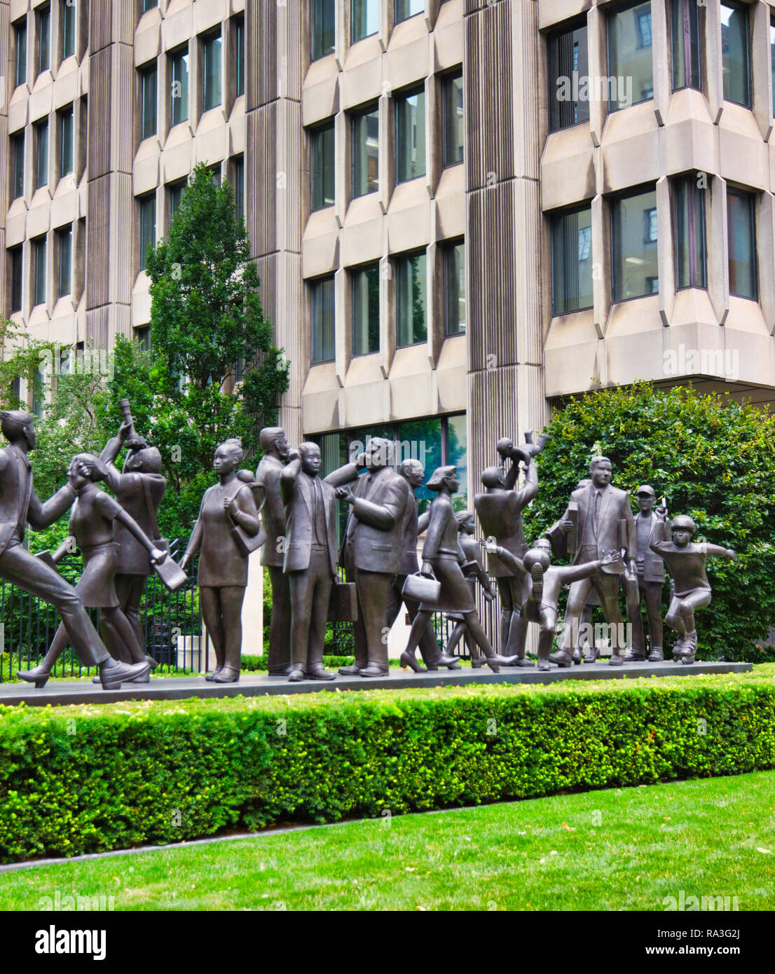 "Community" a bronze sculpture of 21 life-size figures outside Manulife ...