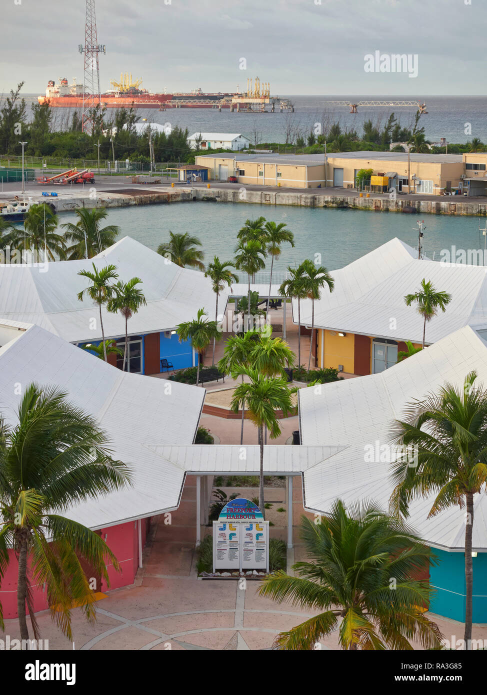 Entrance to Freeport Shopping centre at the harbour on Grand Bahama in ...