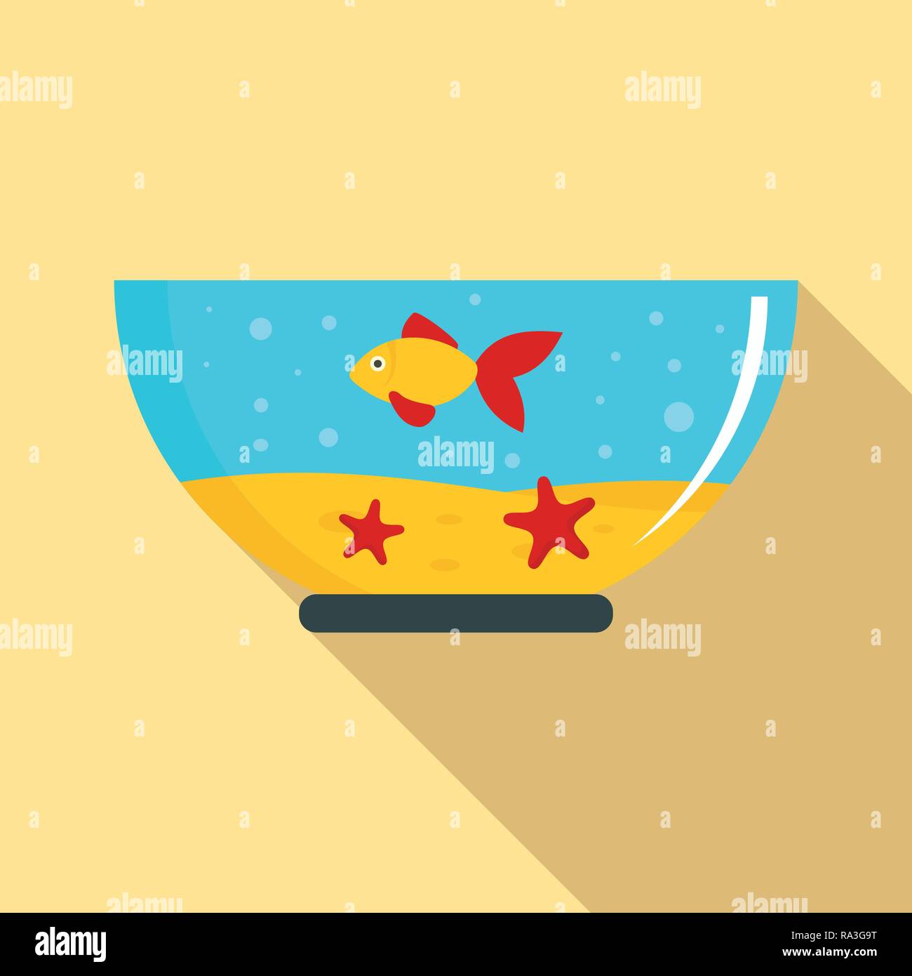 Goldfish in aquarium icon. Flat illustration of goldfish in aquarium ...