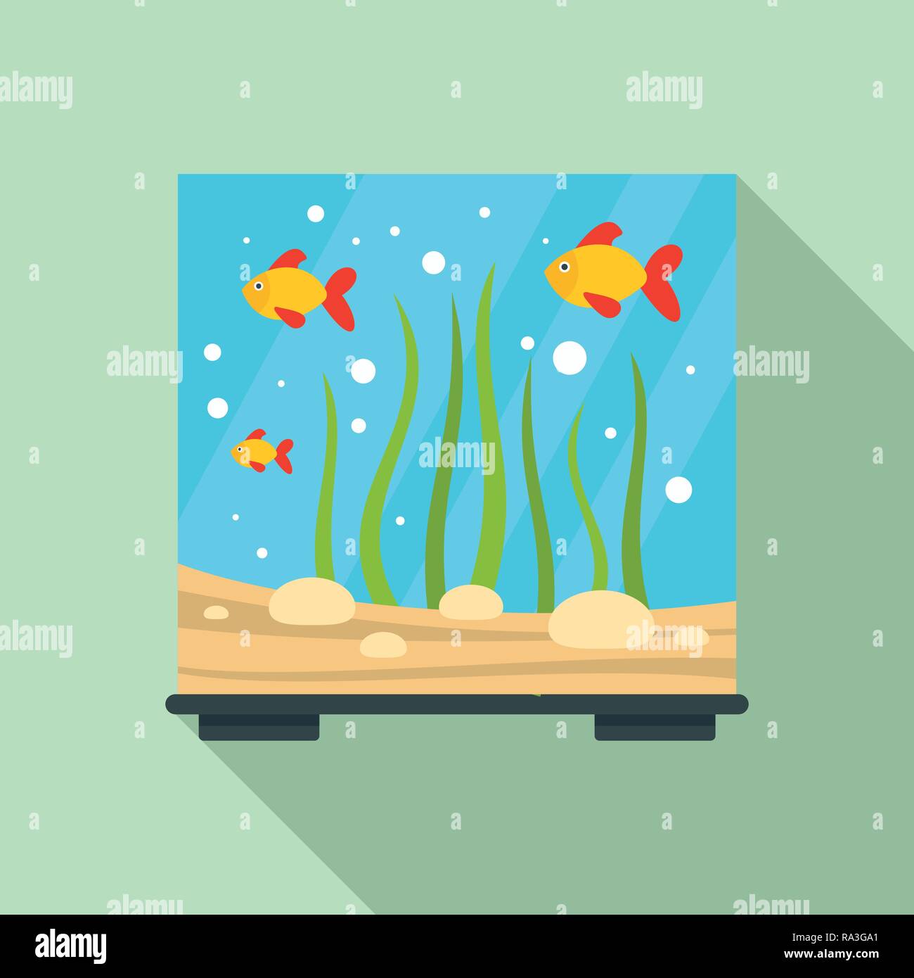 Glass aquarium icon. Flat illustration of glass aquarium vector icon ...