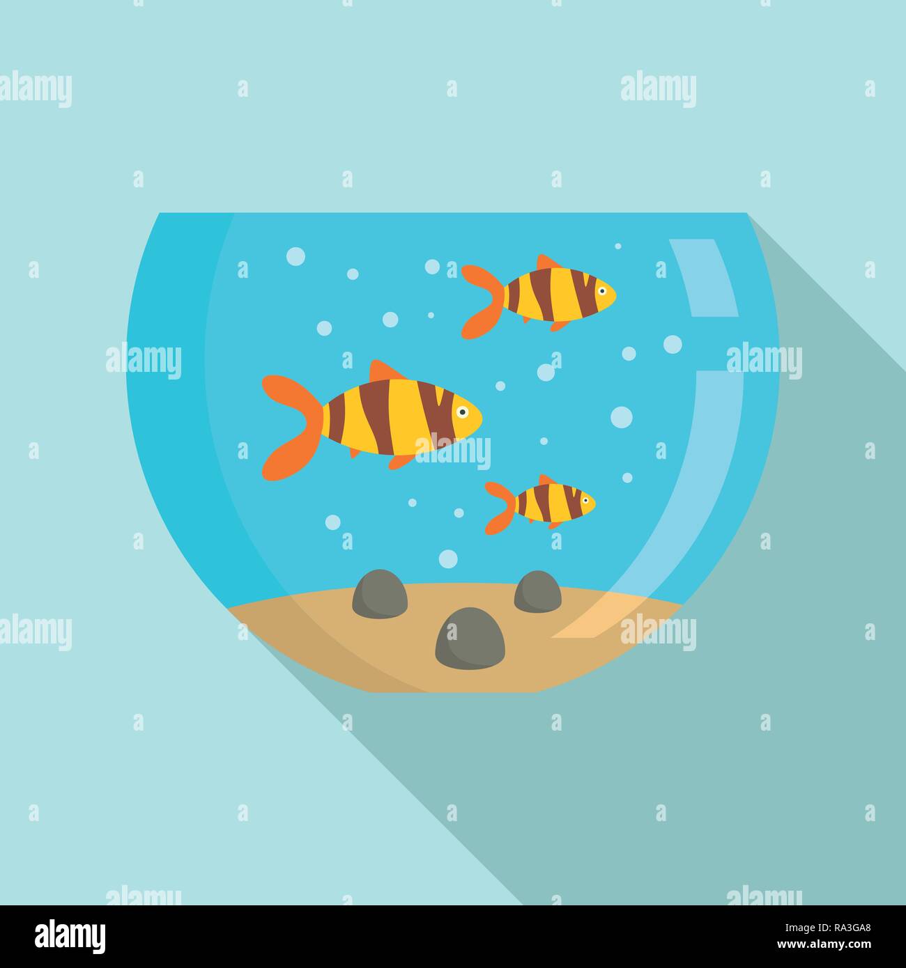 Goldfish aquarium icon. Flat illustration of goldfish aquarium vector ...