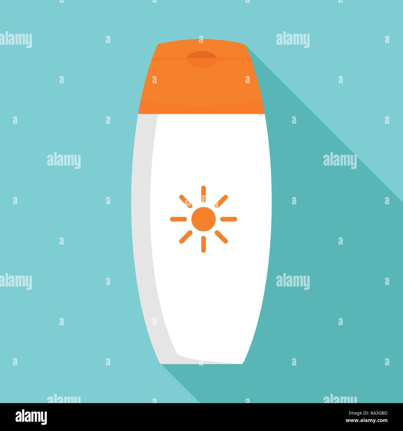 Sunscreen bottle cream icon. Flat illustration of sunscreen bottle ...