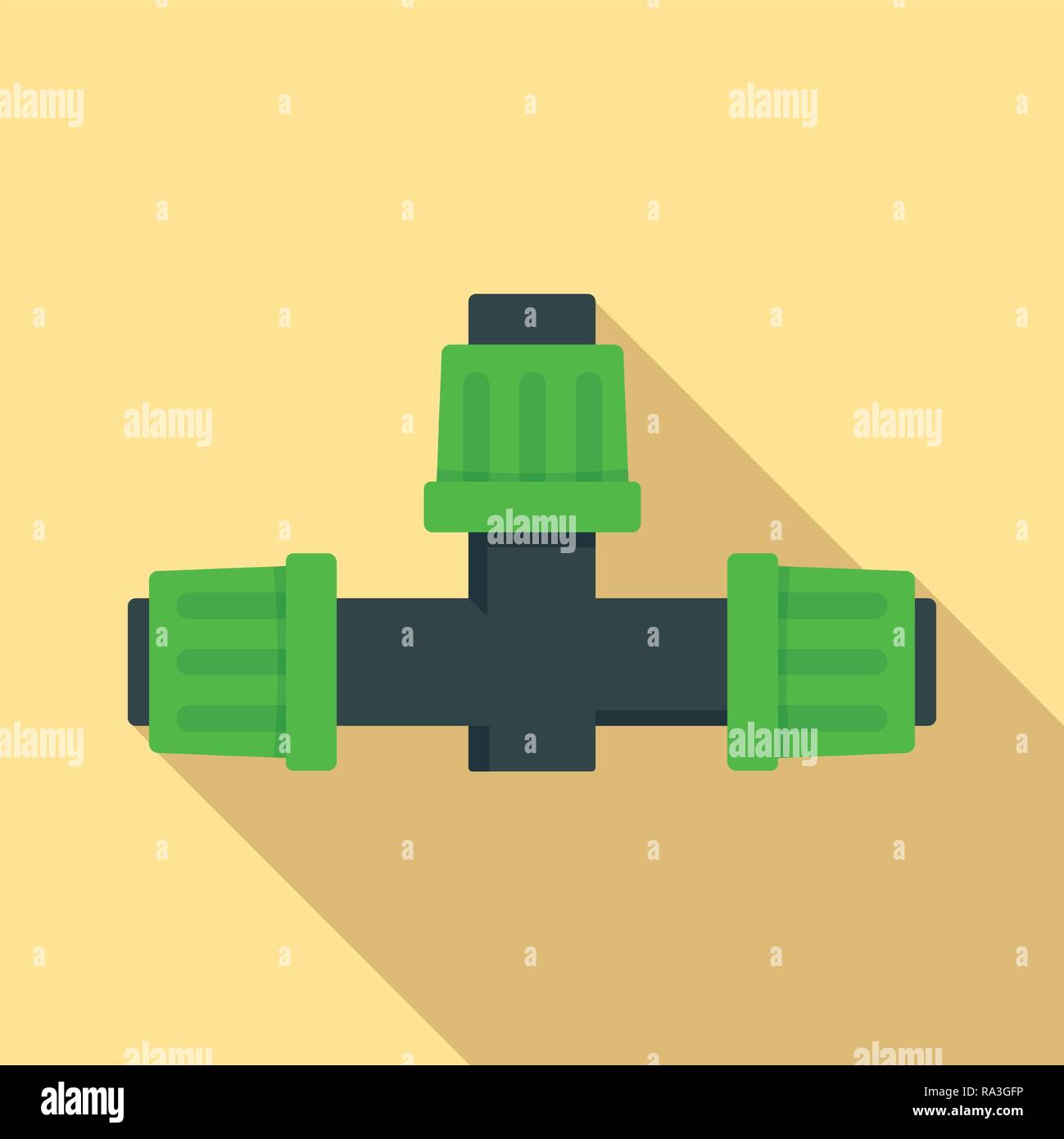 Cross pipe irrigation icon. Flat illustration of cross pipe irrigation ...