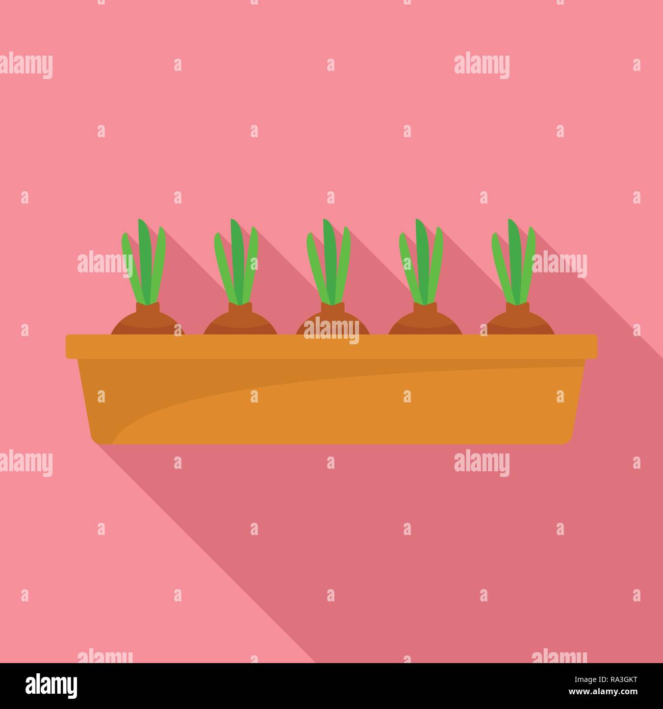 Onion in ground pot icon. Flat illustration of onion in ground pot ...