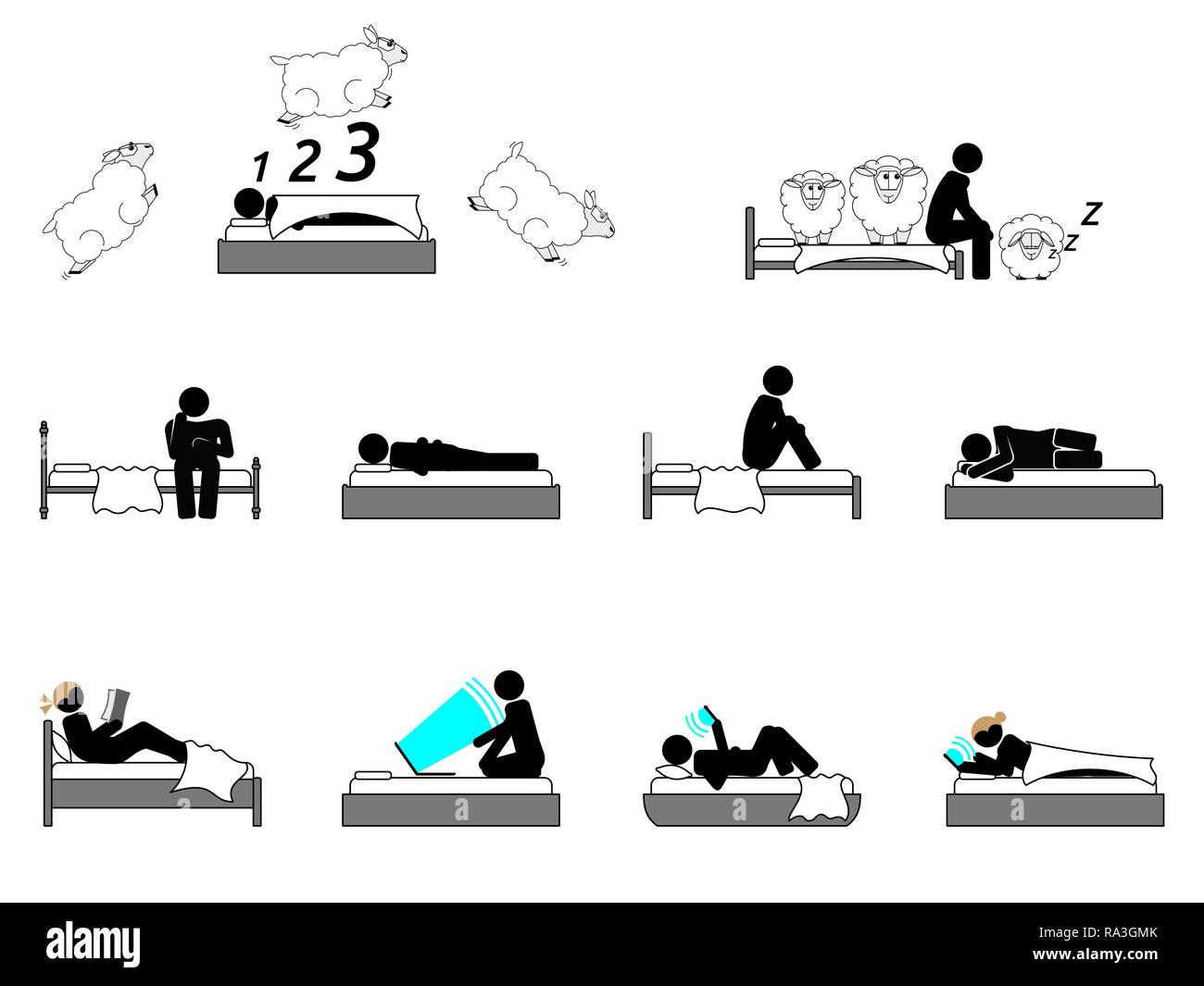 Woman insomnia icon cartoon Stock Vector Images - Alamy