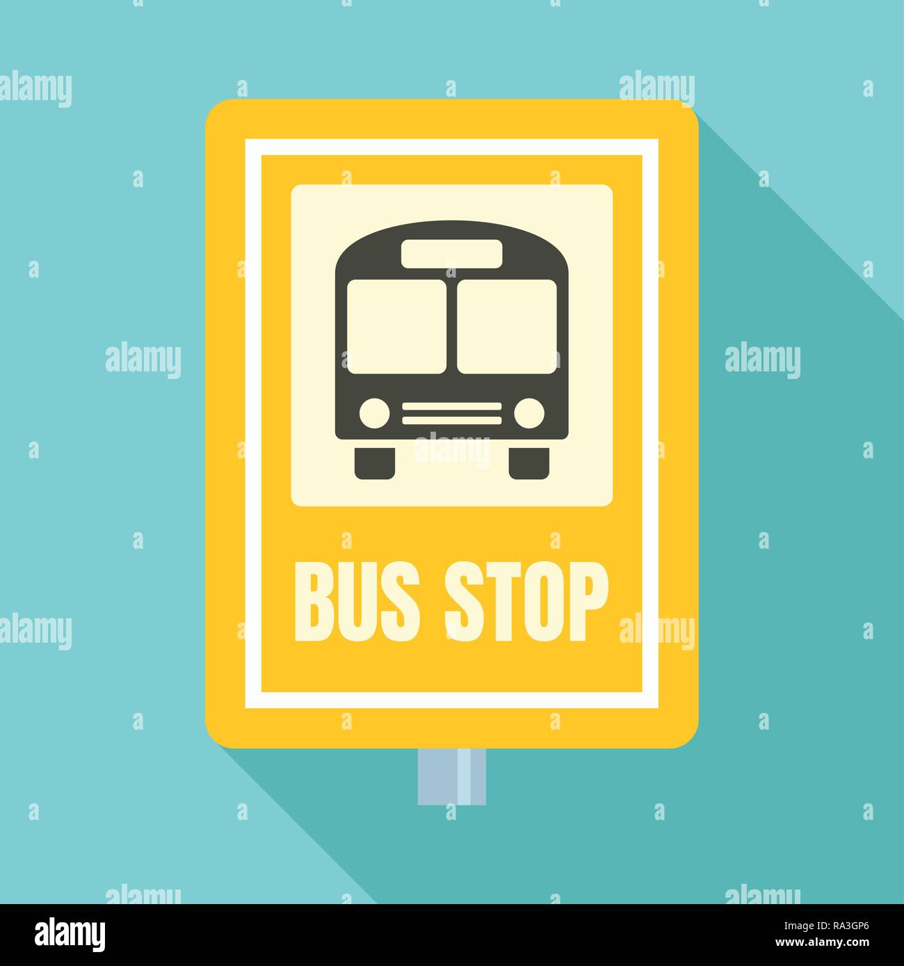 School bus stop sign icon. Flat illustration of school bus stop sign ...