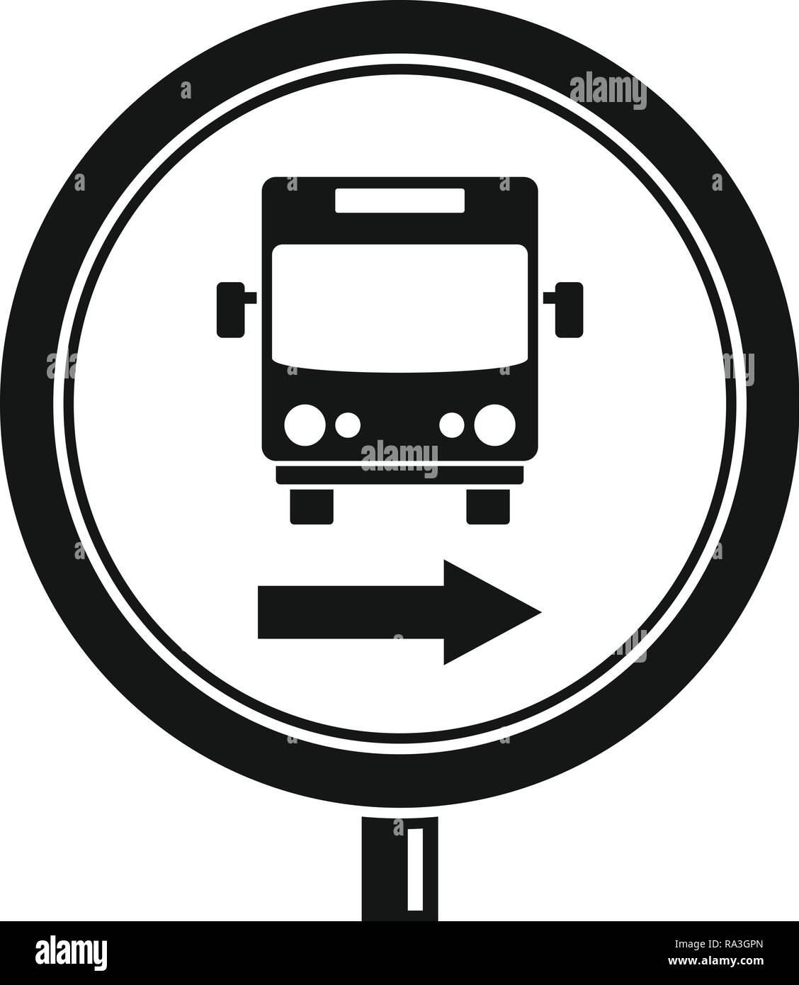 Circle bus station sign icon. Simple illustration of circle bus station ...
