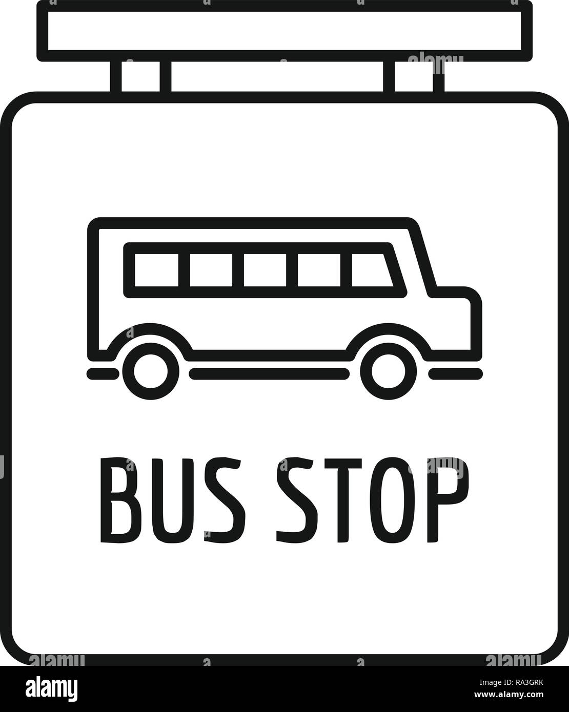 Bus stop station sign icon. Outline bus stop station sign vector icon ...