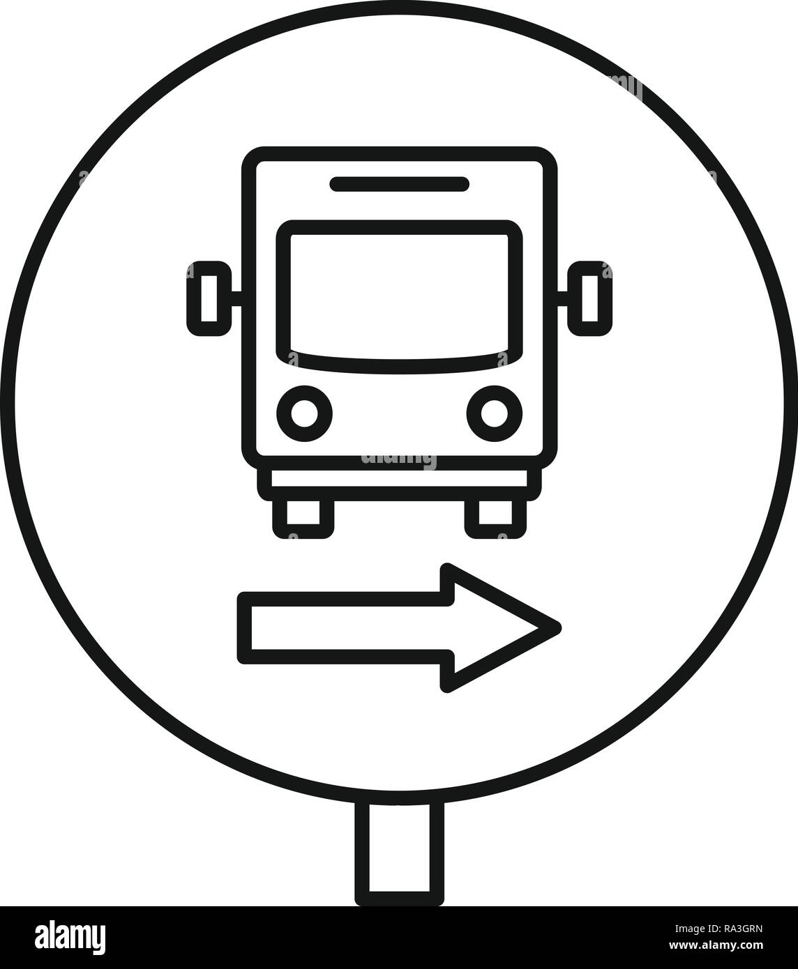 Circle bus station sign icon. Outline circle bus station sign vector ...