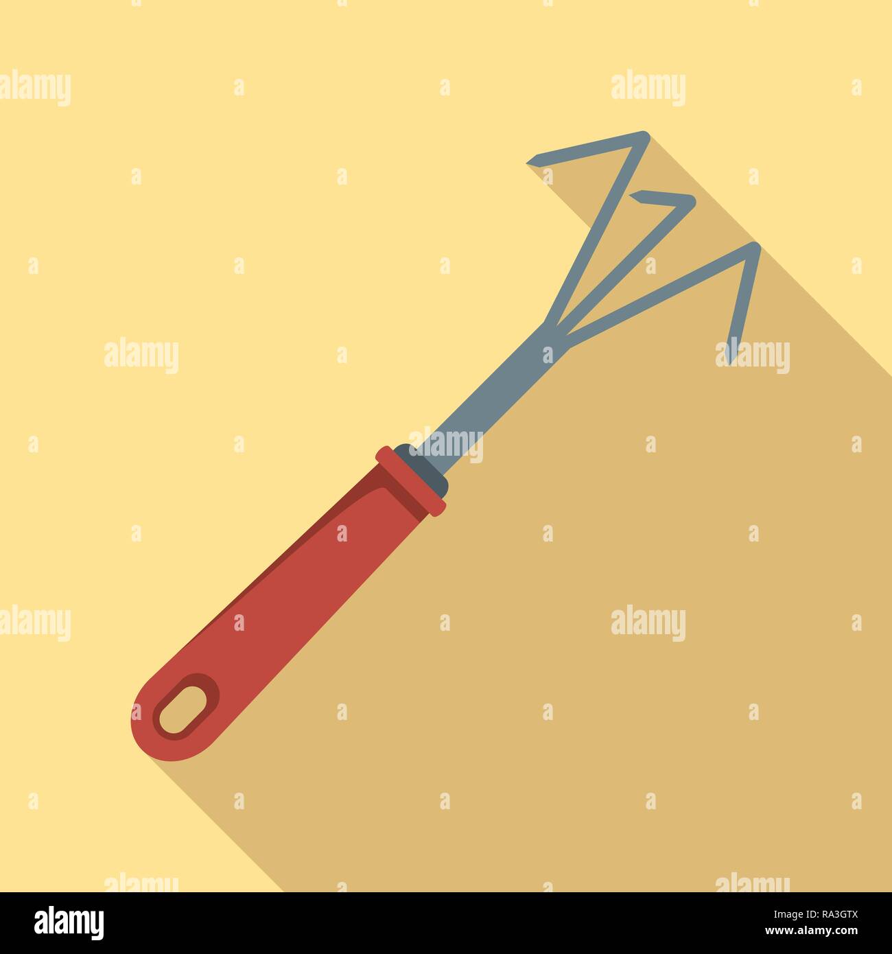 Metal hand rake icon. Flat illustration of metal hand rake vector icon ...