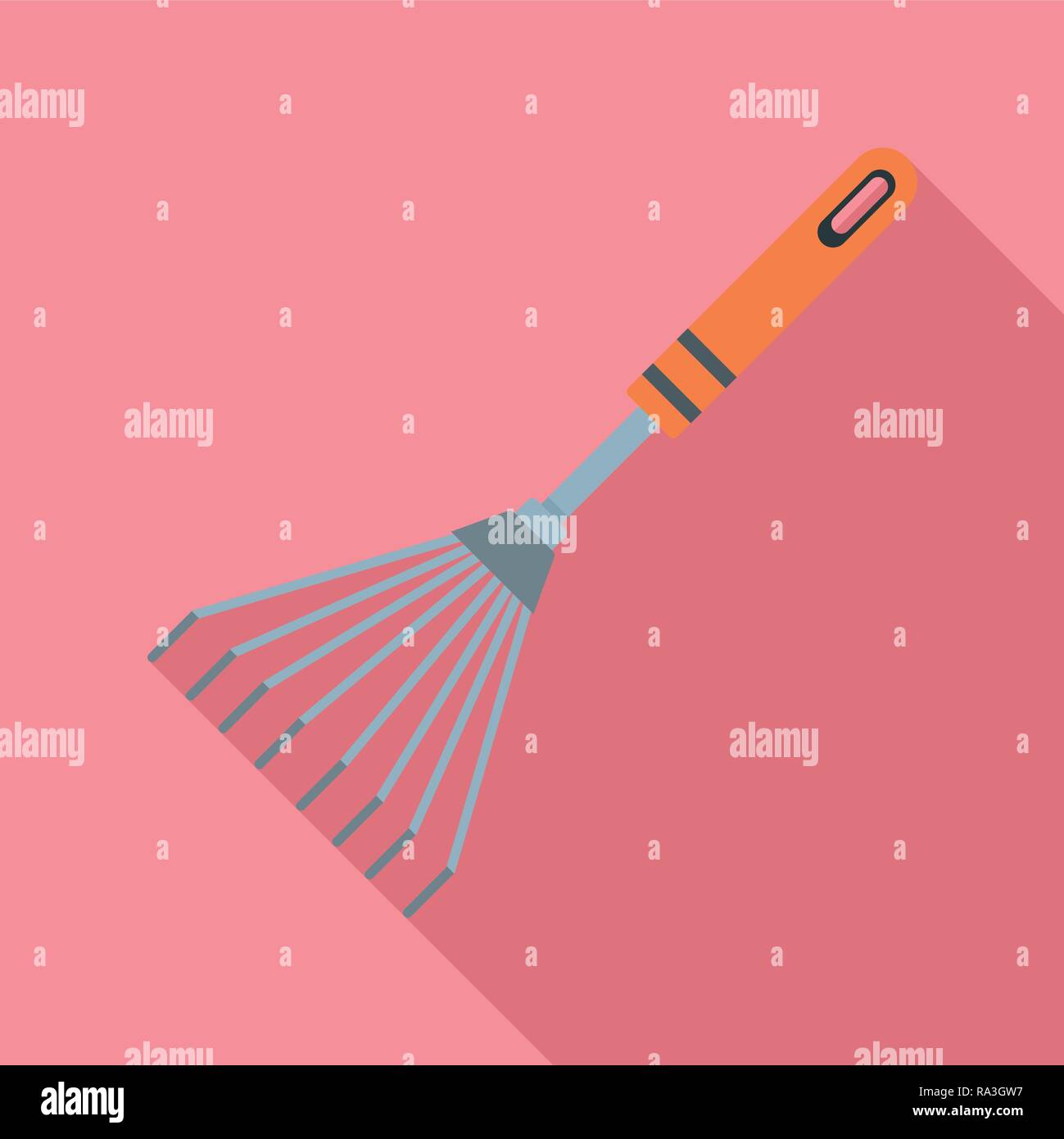 Metal rake icon. Flat illustration of metal rake vector icon for web ...