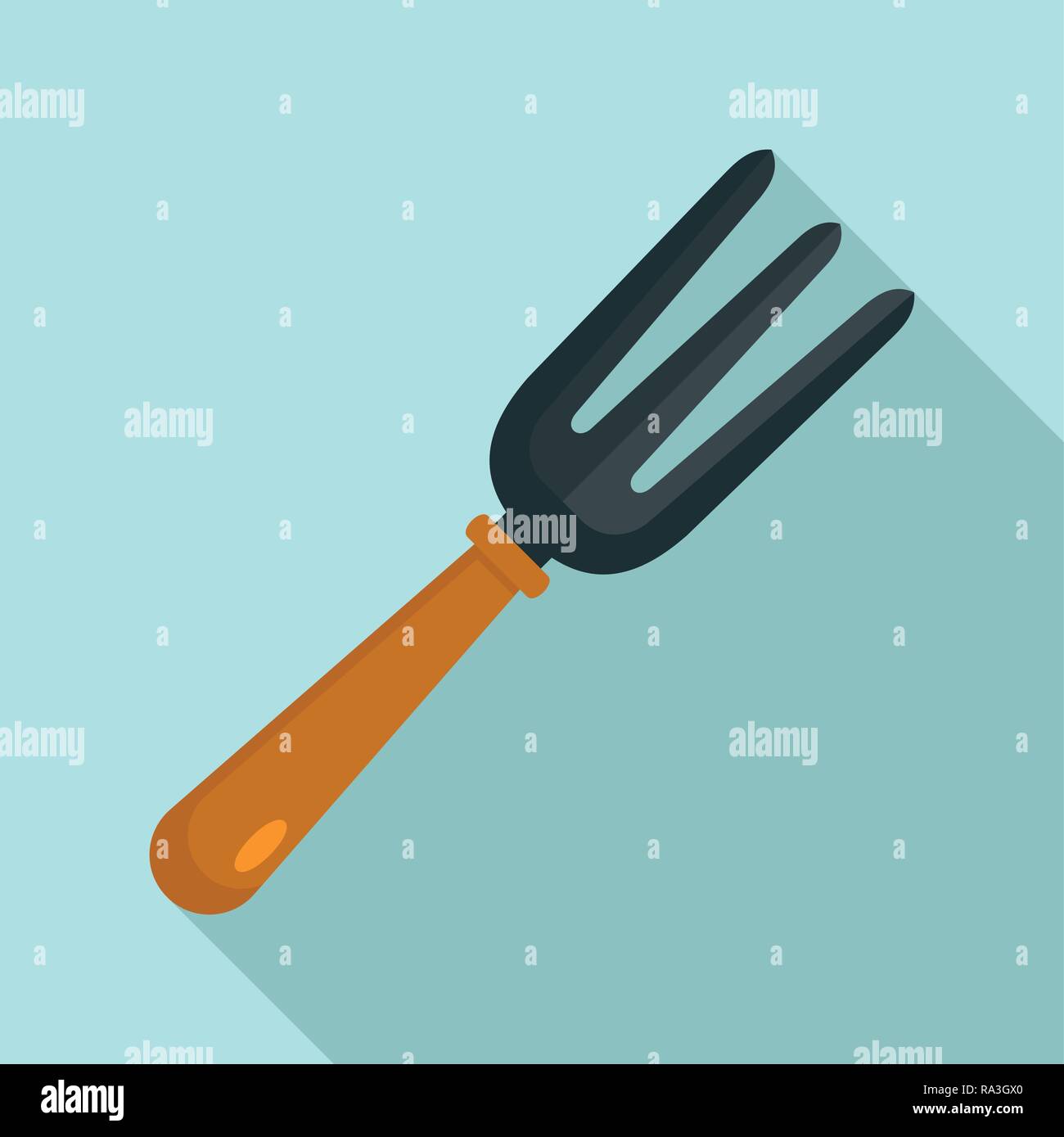 Hand garden rake icon. Flat illustration of hand garden rake vector ...