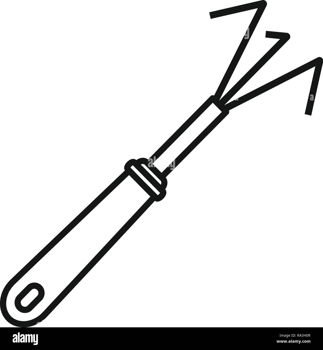 Metal hand rake icon. Outline metal hand rake vector icon for web ...