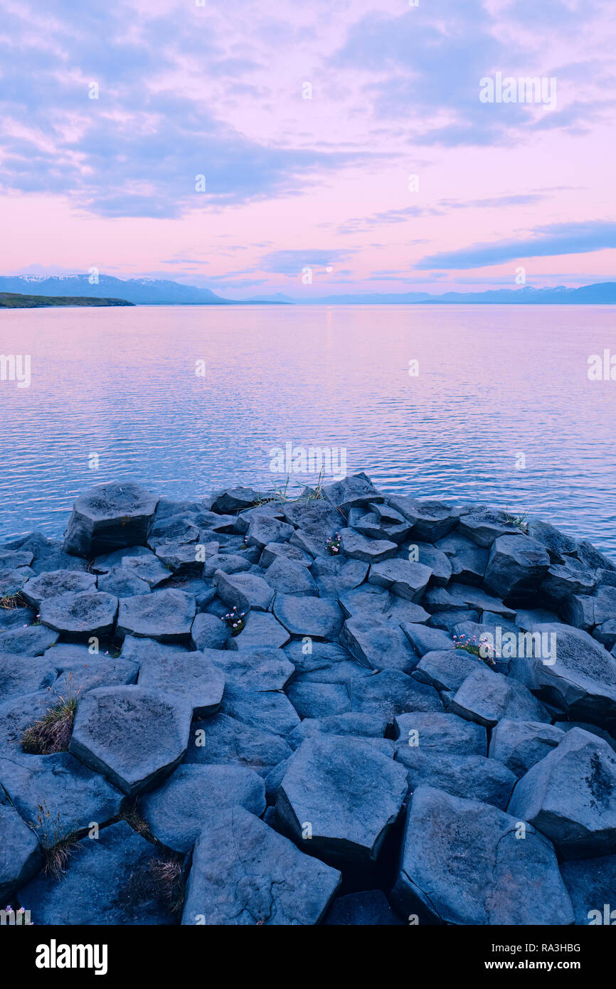 Hofsos basalt columns - Basalt columns on the Icelandic coast in Hofsos Skagafjörður Northern ...