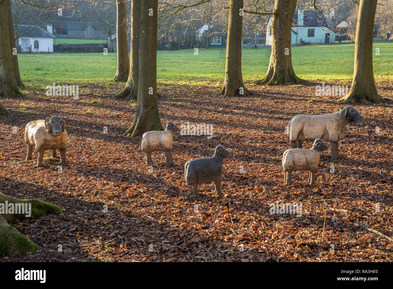Wooden sheep, Museum of Welsh Life, St Fagans, Cardiff Stock Photo - Alamy