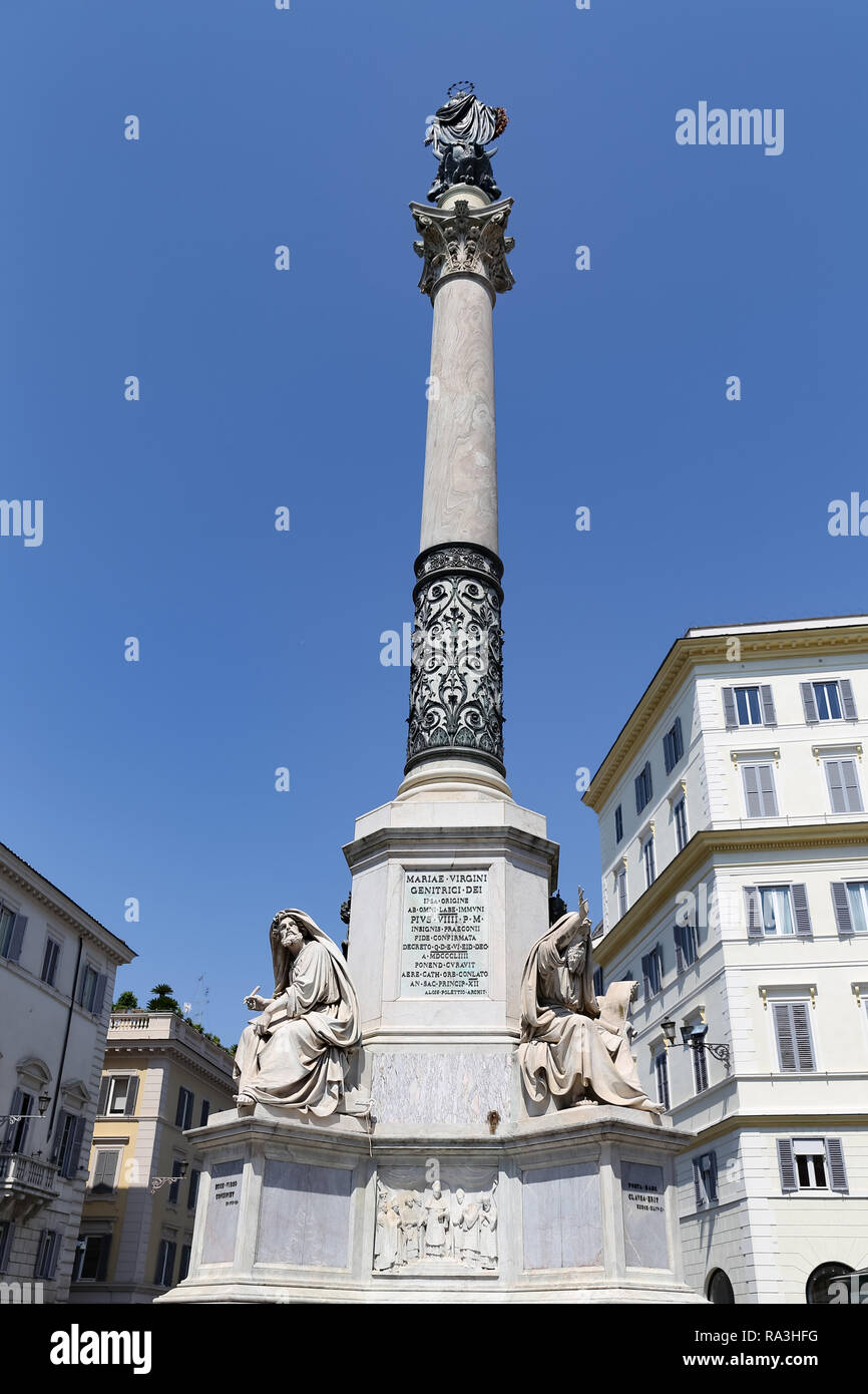 Column of the Immaculate Conception in Rome City, Italy Stock Photo - Alamy