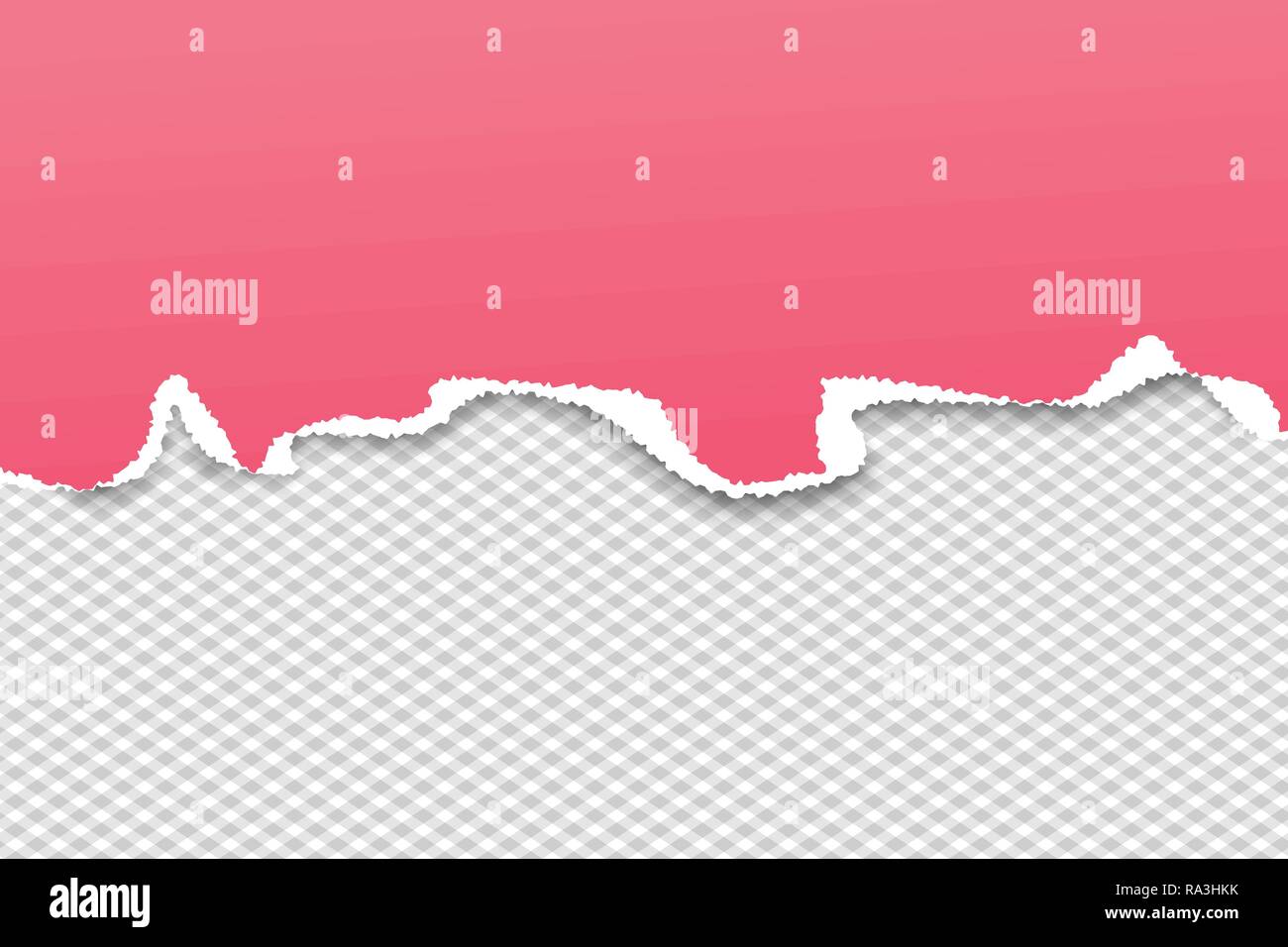 Pink ripped horizontal paper strip for text or message are on squared ...