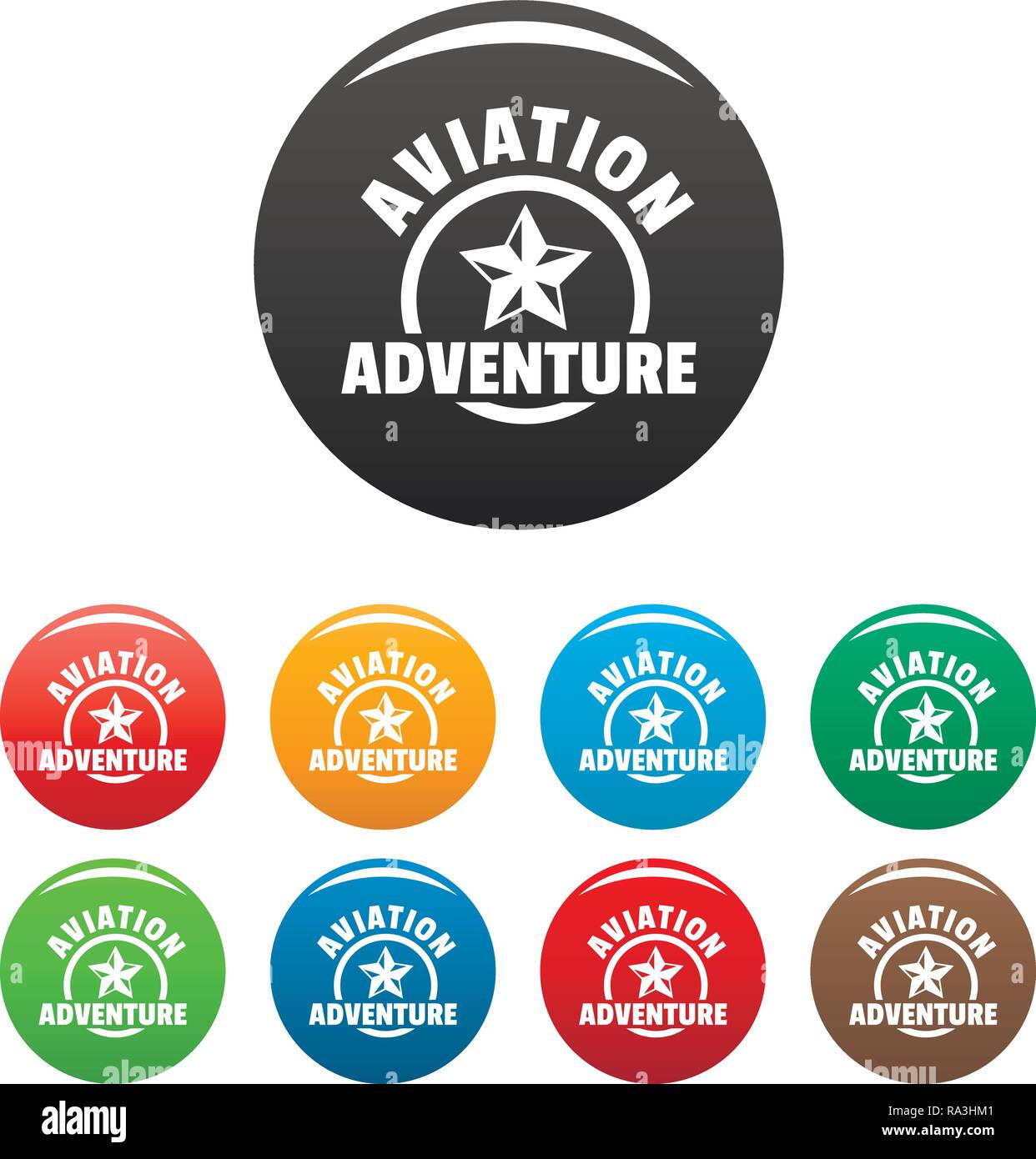 Aviation adventure icons set 9 color vector isolated on white for any ...