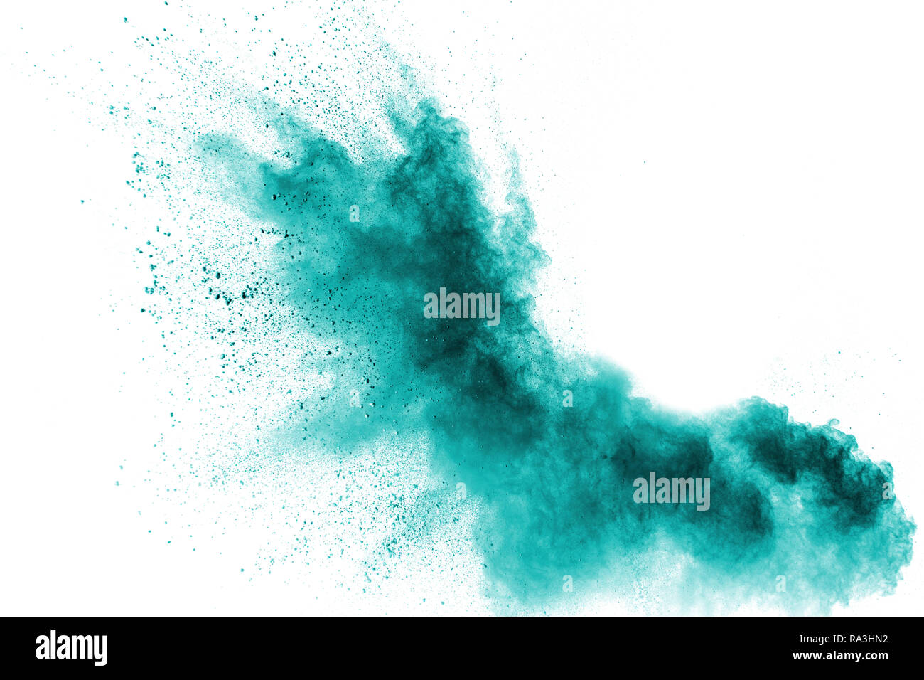 green color powder explosion cloud isolated on white background Stock ...