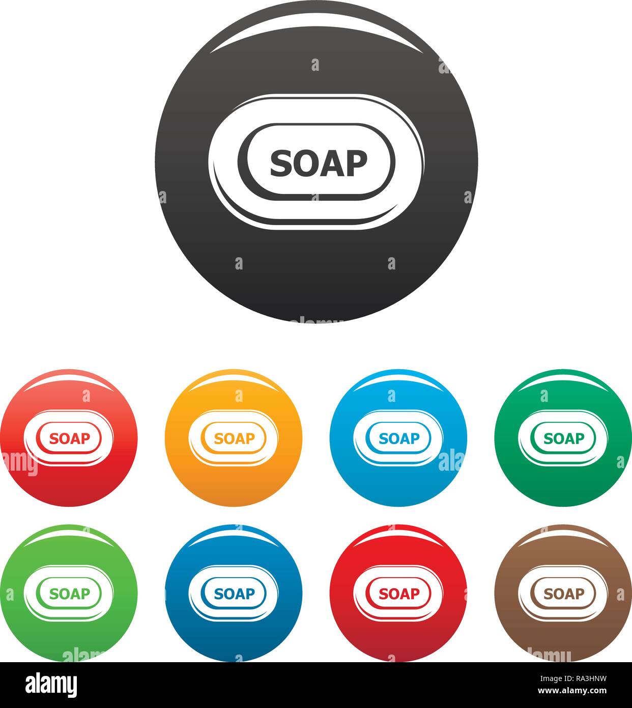 Aloe soap icons set 9 color vector isolated on white for any design ...