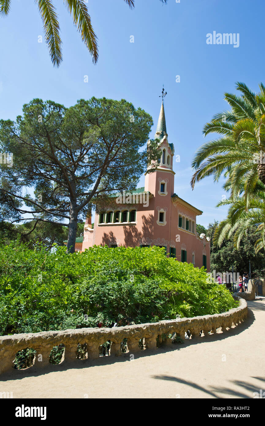Gaudi House at the Park Guell, Barcelona, Spain Stock Photo - Alamy