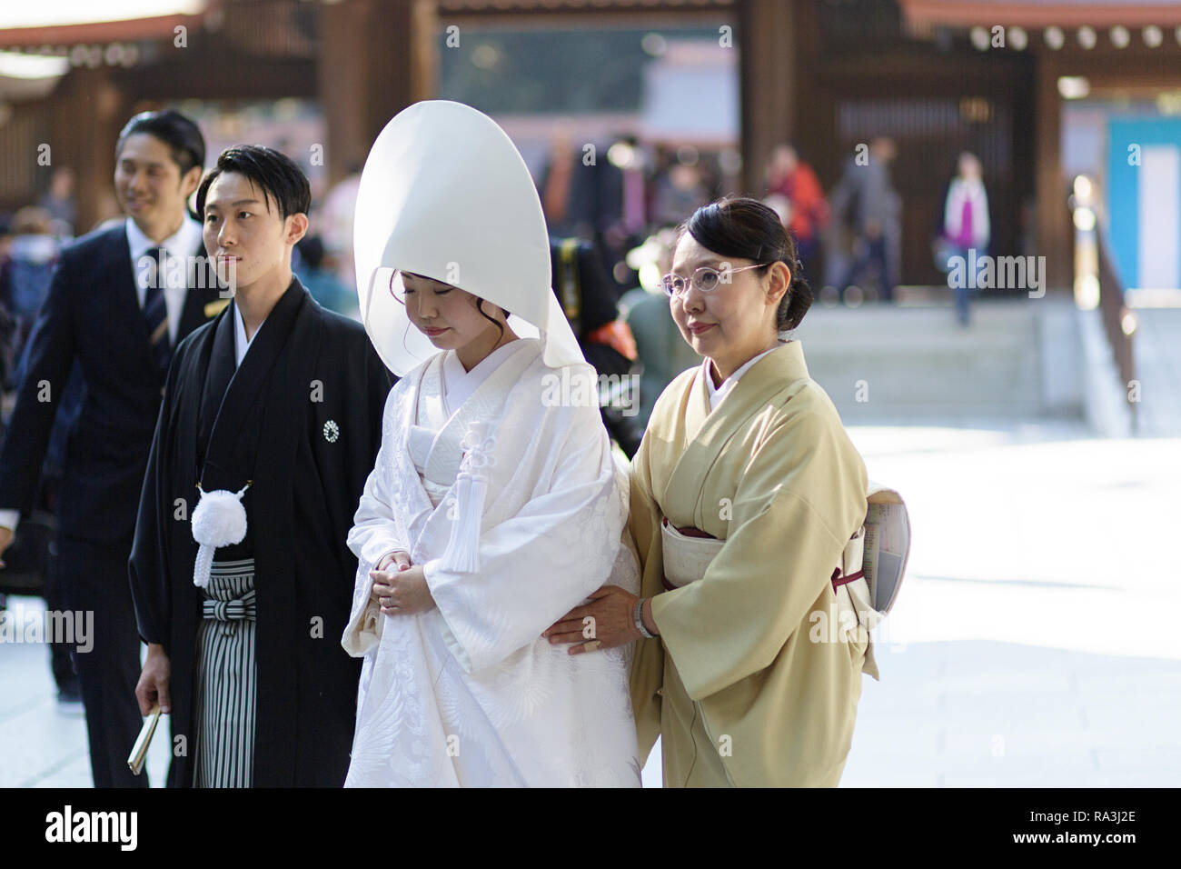 At Traditional Japanese Shinto Wedding Ceremony At Meiji Jingu Shrine ...